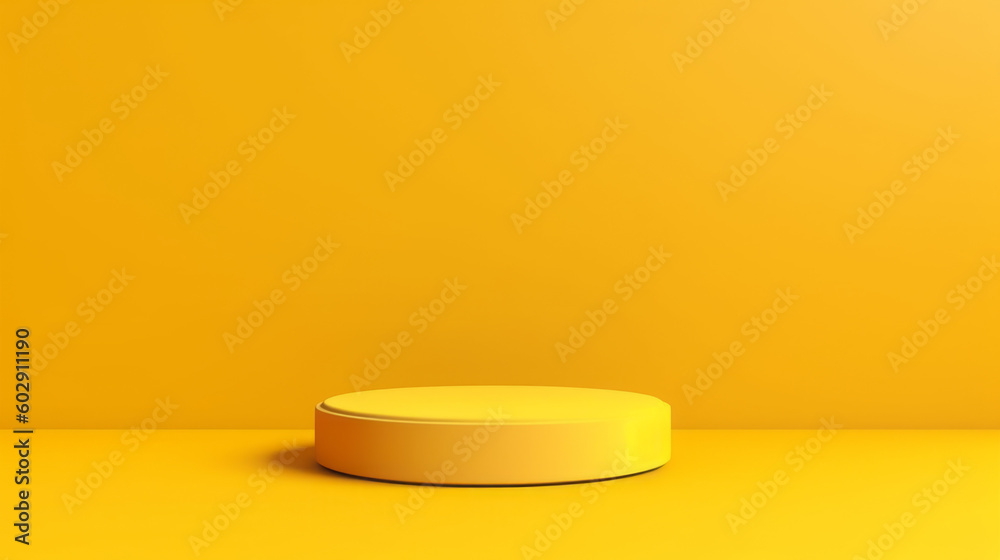 Yellow background 3D round podium platform studio stage. Pedestal ...