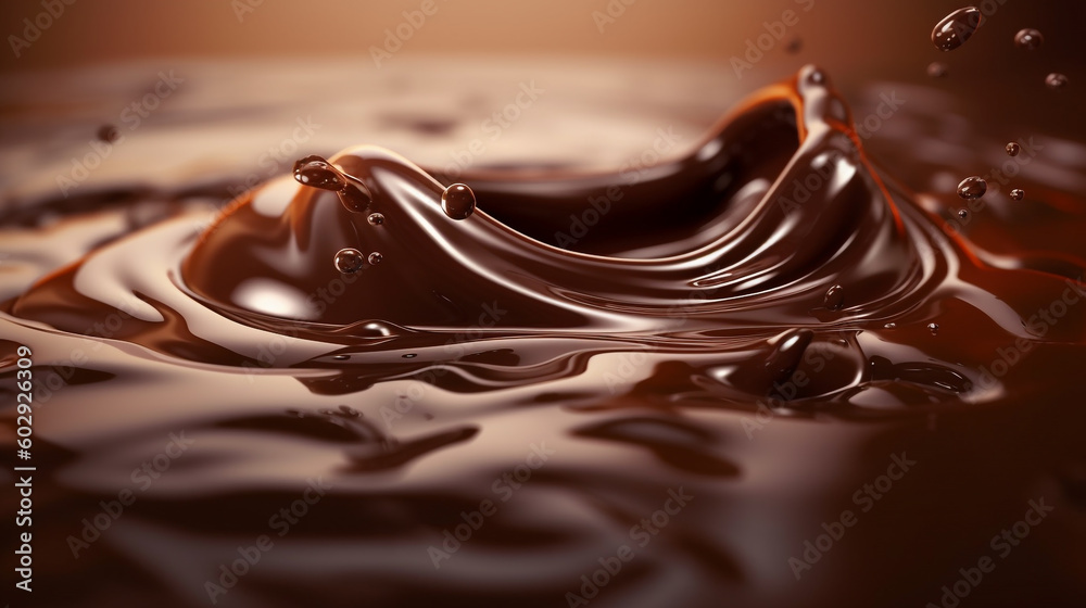 Milk chocolate liquid splashing. Sweet dessert wave background ...