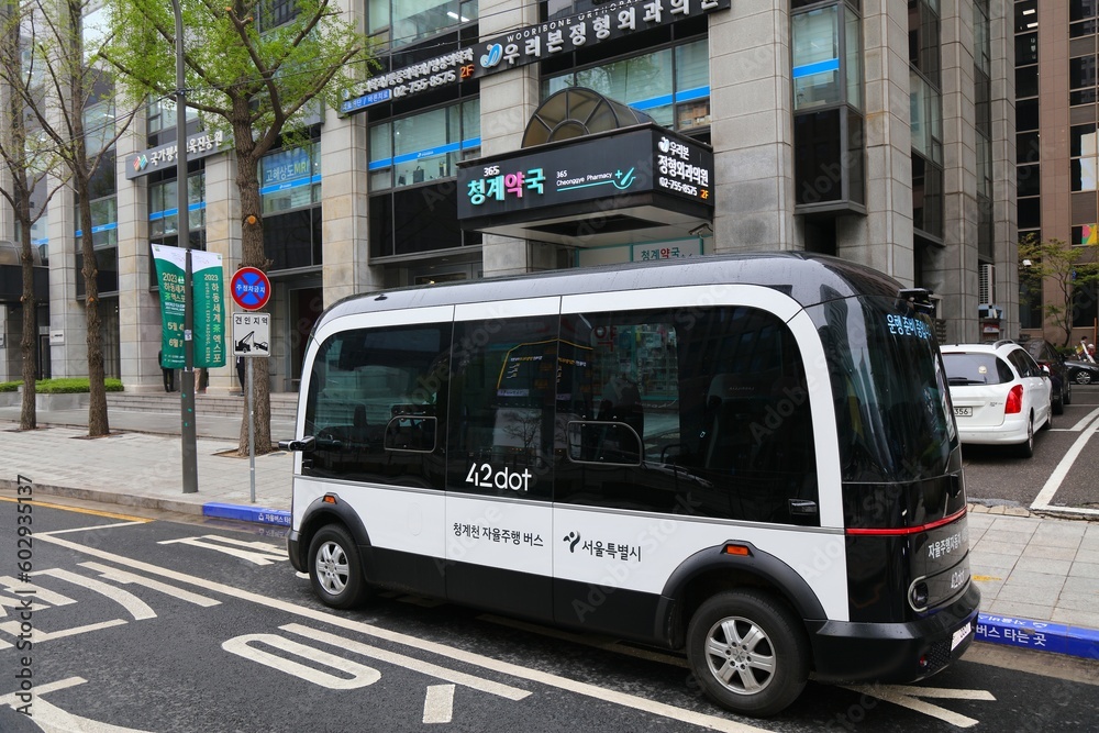 SEOUL, SOUTH KOREA - APRIL 6, 2023: 42dot driverless autonomous ...