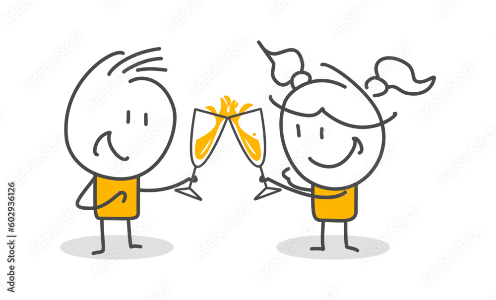 Stick figures. celebration, party, cocktail. Isolated on white ...