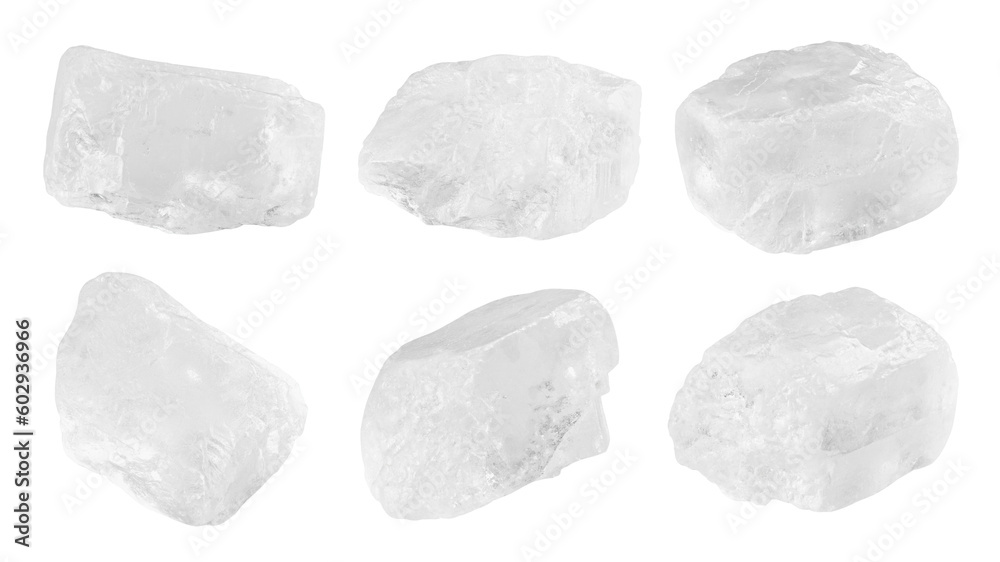 Rock sea salt isolated on white background, full depth of field Stock ...