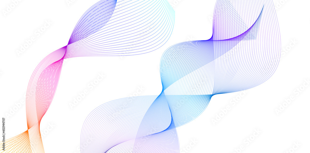 Set Abstract lines colors design element on white background of waves ...