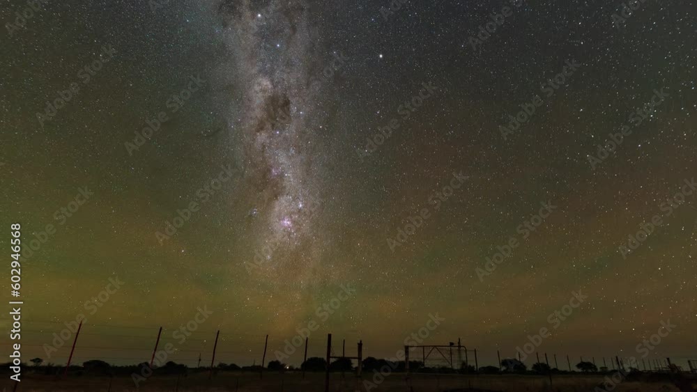 Milky Way Galaxy timelapse over the Namibian savanna, taken from Tivoli ...