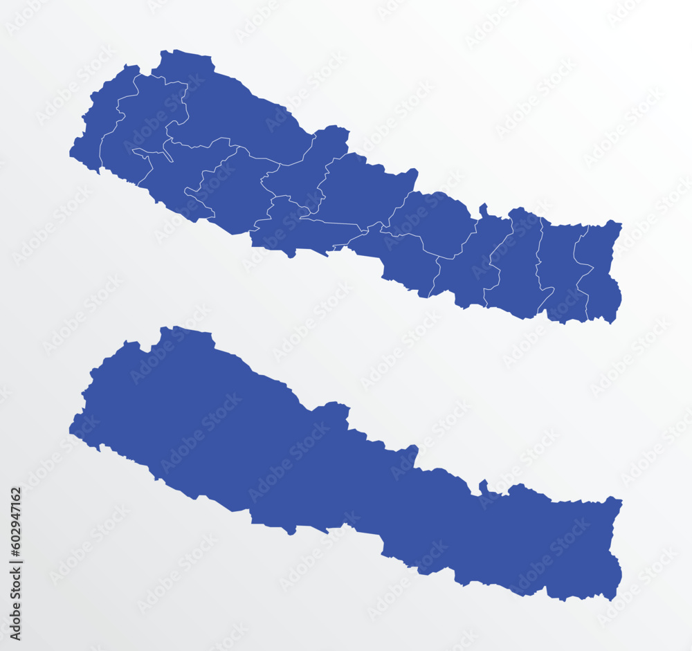 Nepal map vector illustration. blue color on white background Stock ...