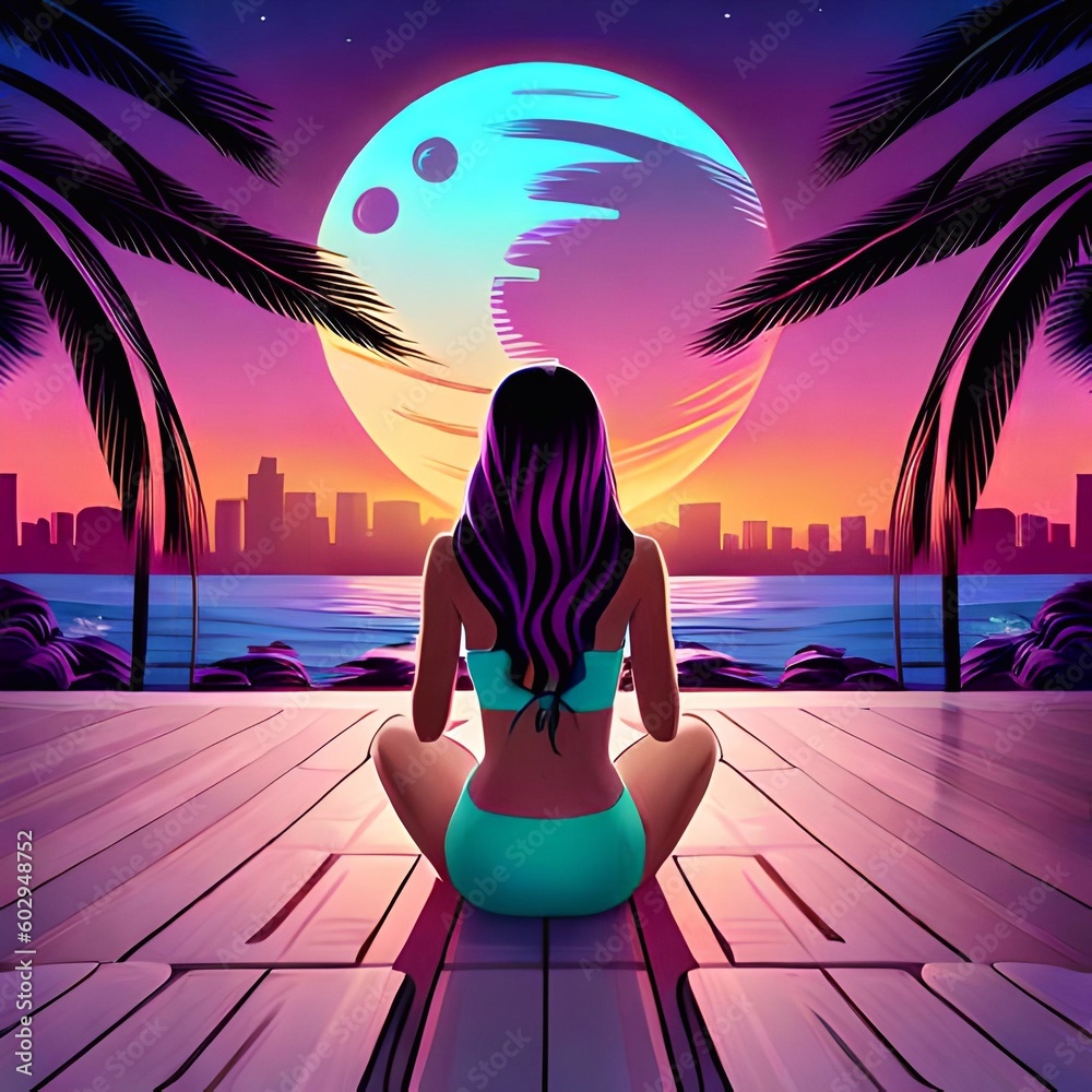 Synthwave Retrowave AI Art Stock Photo | Adobe Stock