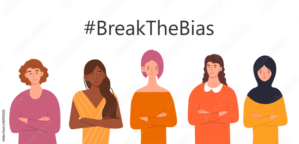 Break Bias Concept Collection Of Women Who Crossed Their Arms Over