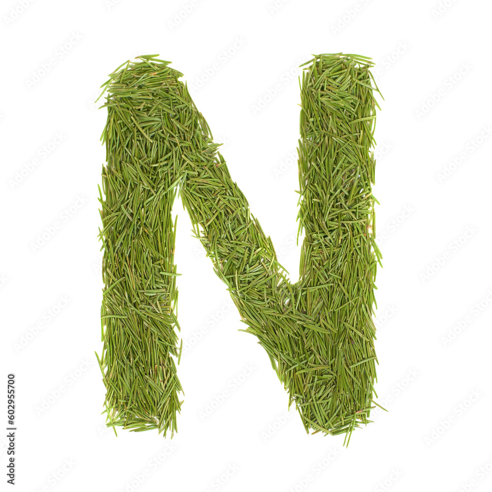 Letter N green font alphabet A-Z letter image in PNG isolated on ...