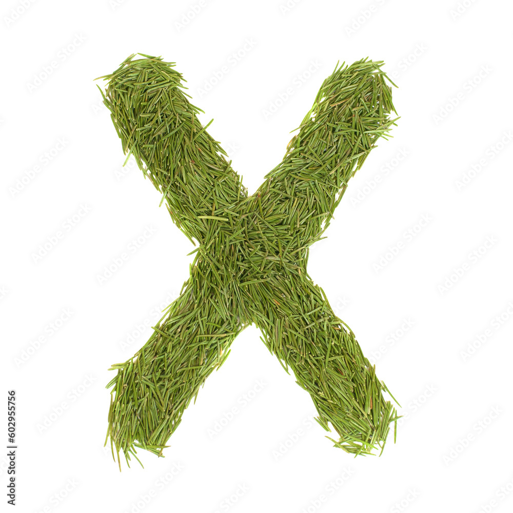 Letter X green font alphabet A-Z letter image in PNG isolated on ...