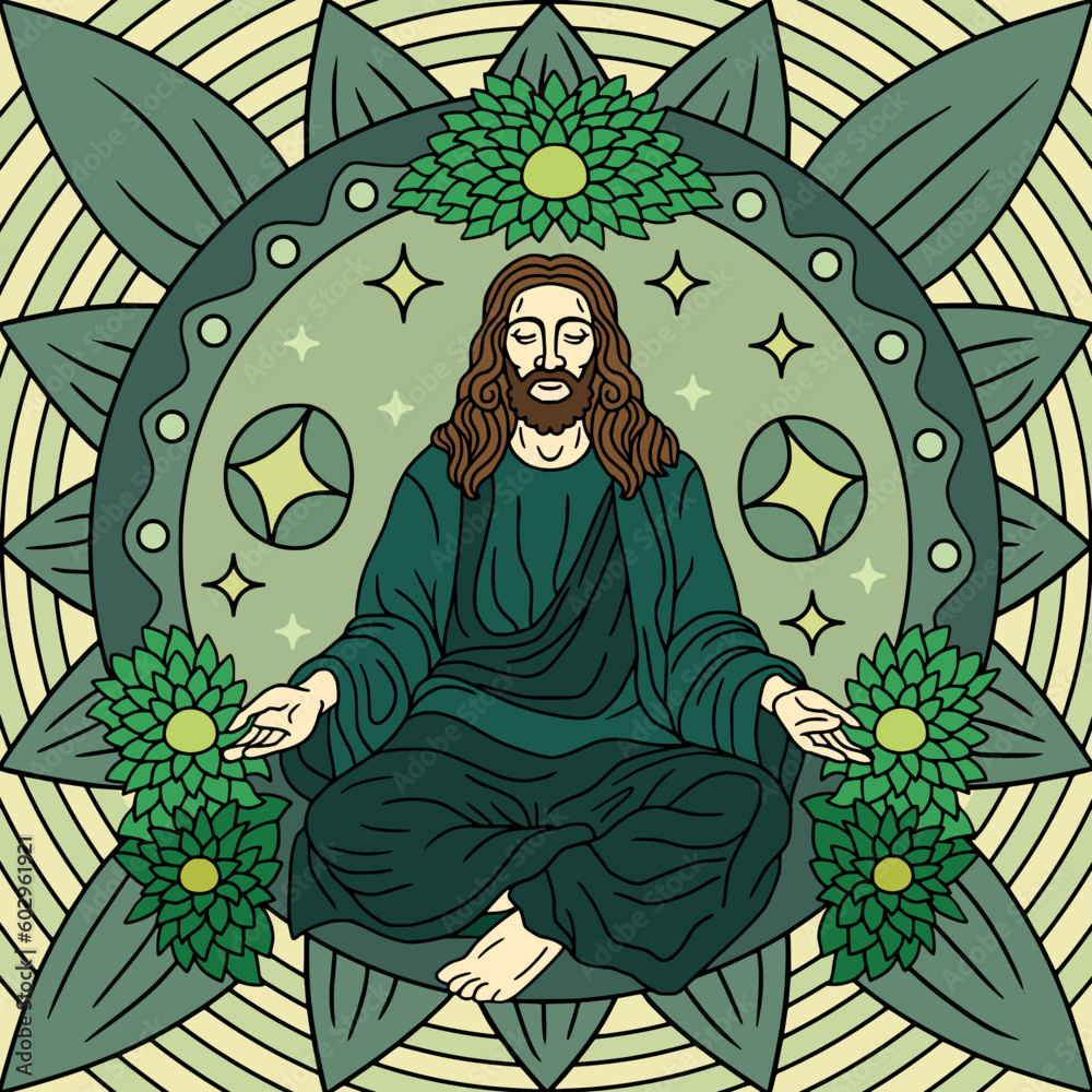 Portrait of Jesus Christ in the Lotus Position. Isa Ibn Maryam Al-Masih ...