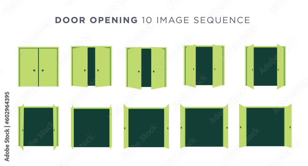 Closet opening and closing in a 10 image sequence. Frames for an ...