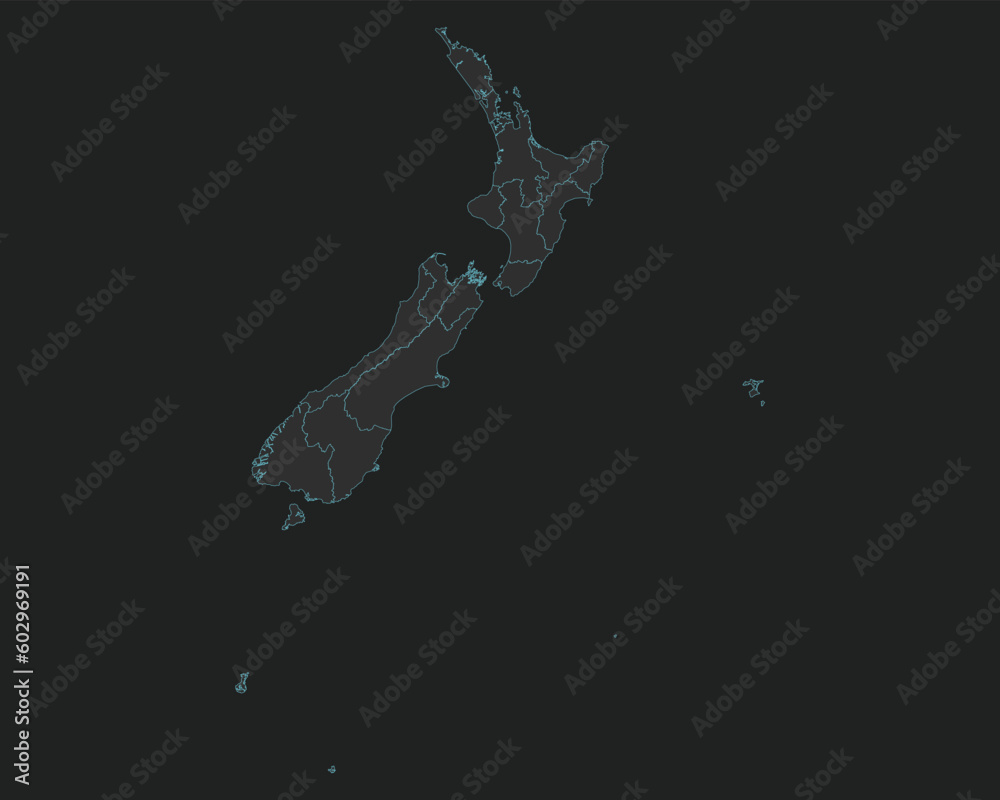 High quality vector Map of New Zealand. Editable illustration in detail ...