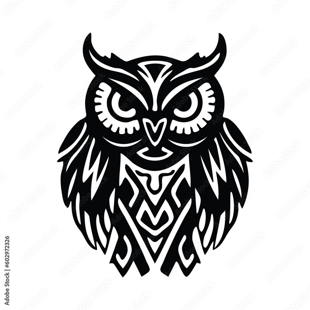 Viking owl, isolated in white background, vector illustration. Stock ...