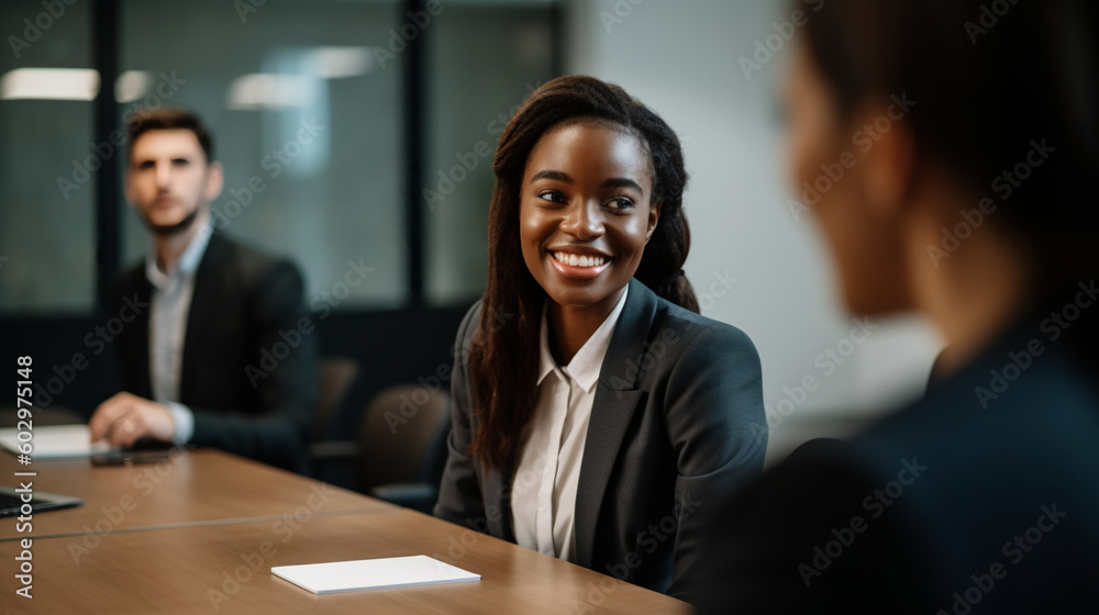 young black woman getting interviewed for a job created with generative ...
