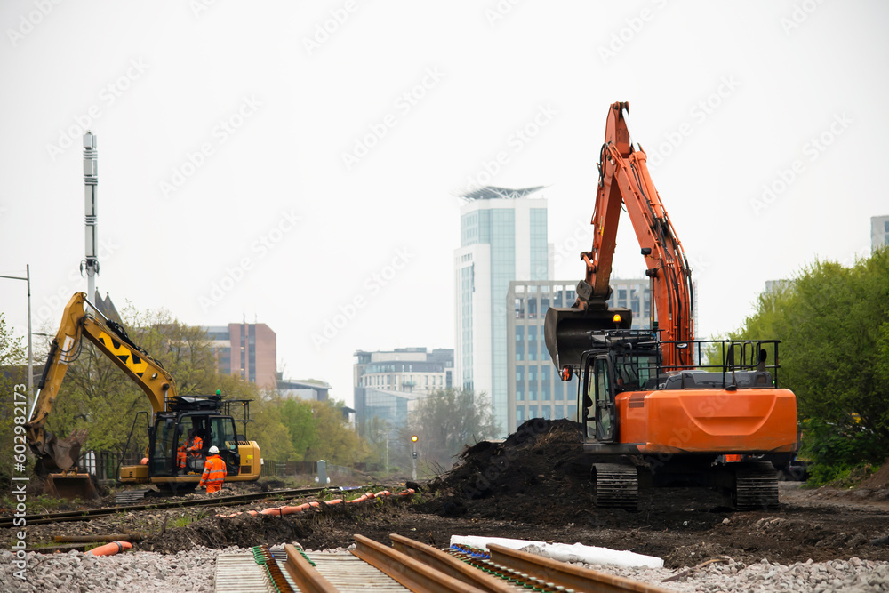 rail track construction, team work on railway Stock Photo | Adobe Stock rail track construction, team work on railway Stock Photo | Adobe Stock