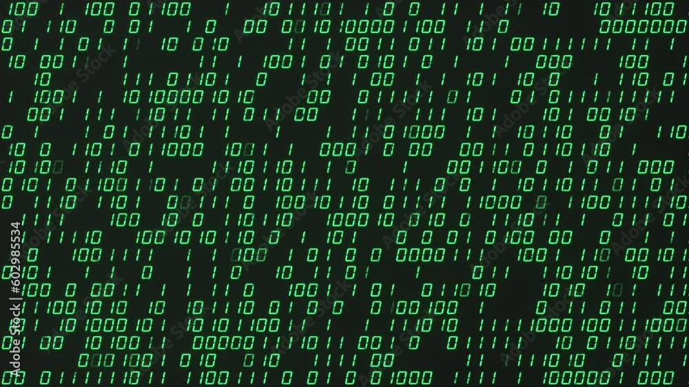 Digital binary computer code. LED seven segment display. Abstract technology background ...