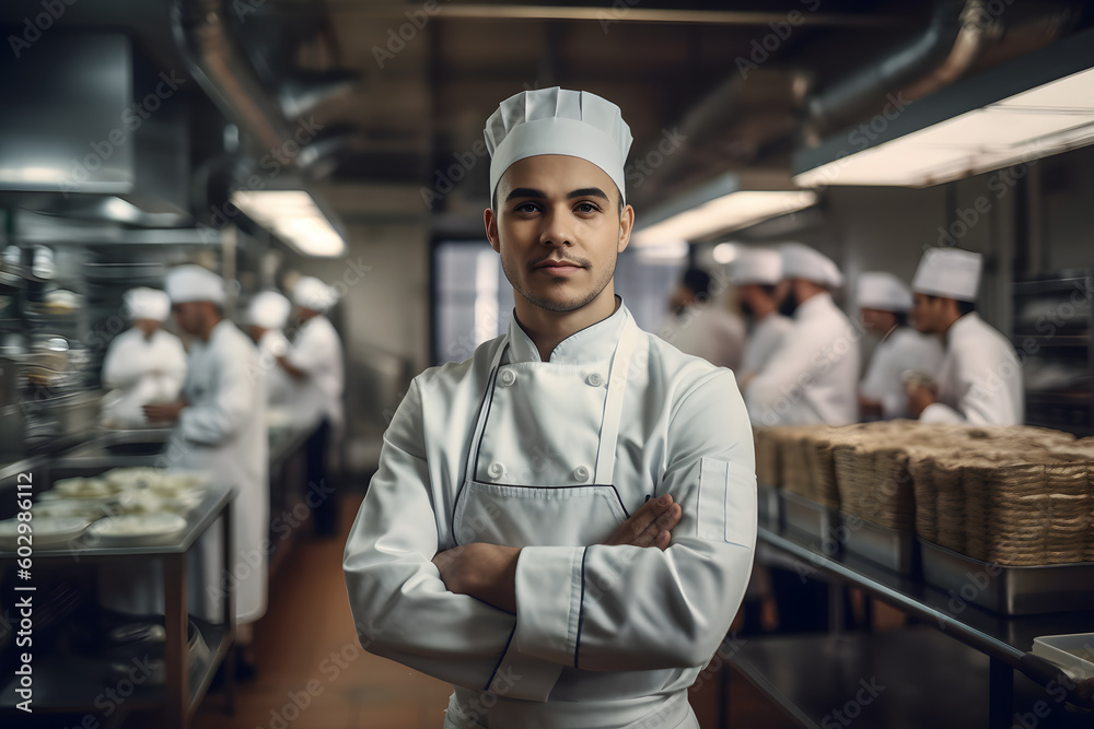 Restaurant chef in the kitchen. Neural network AI generated art ...