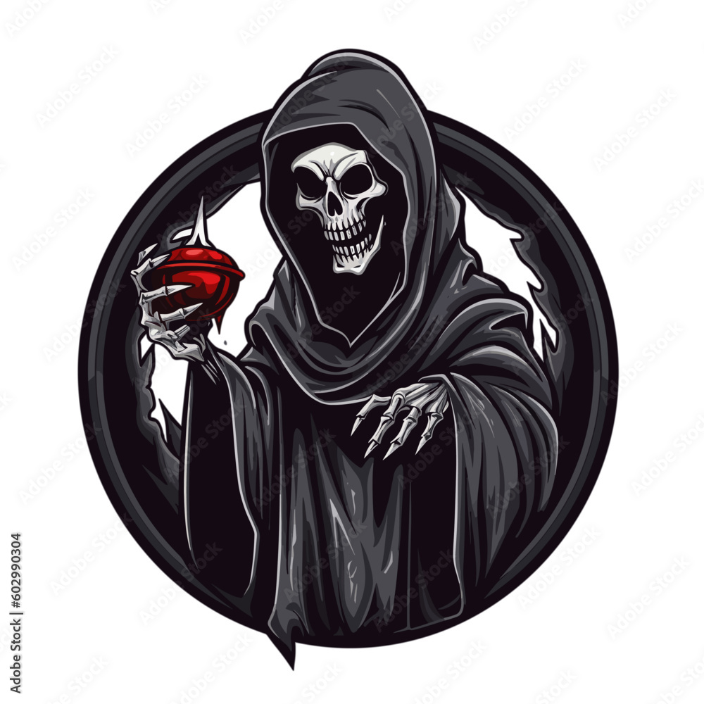 Powerful Vector Graphic Illustration of Grim Reaper: Perfect Logo for ...