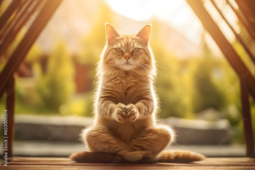 yoga Kitty A cat striking a hilarious yoga pose ai generated art Stock ...