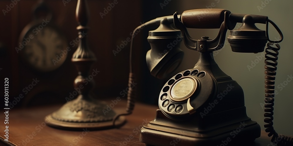 An old-fashioned telephone with a rotary dial, illustrating the charm ...