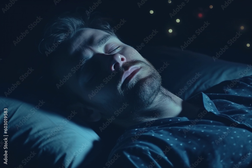 In the comfort of his bed, a peaceful slumber embraced the man. His ...