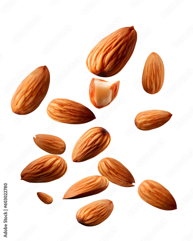 Falling almond isolated on transparent background Stock Illustration ...