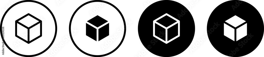 Cube Vector Icon Set 3d Cube Line In Circle Symbol Augmented Reality