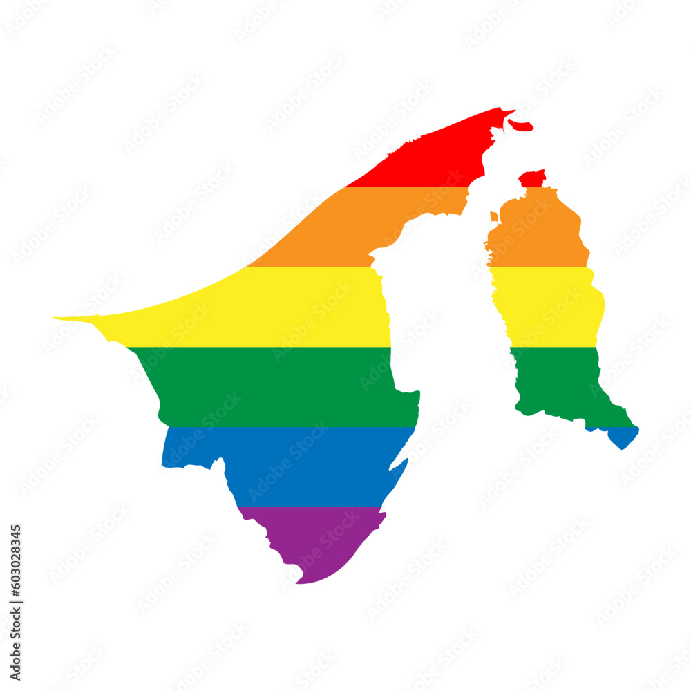 Vetor de Brunei country silhouette. Country map silhouette in rainbow ...
