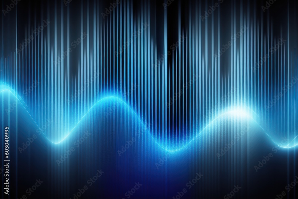 An abstract illustration of a sinus wave, created from glowing ...