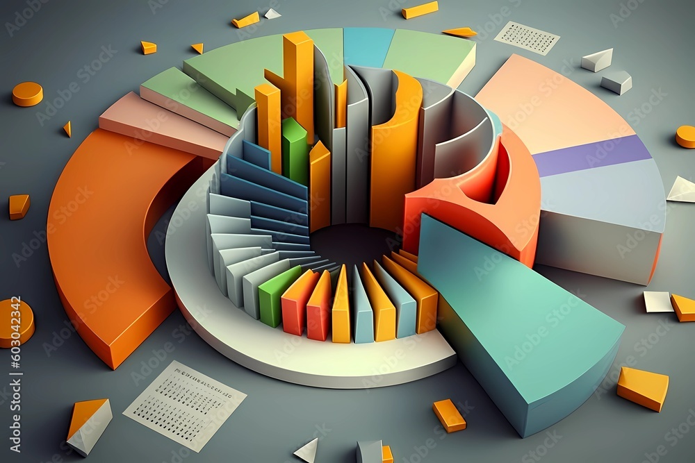 Abstract presentation of graph chart pie in 3D geometric to represent a ...