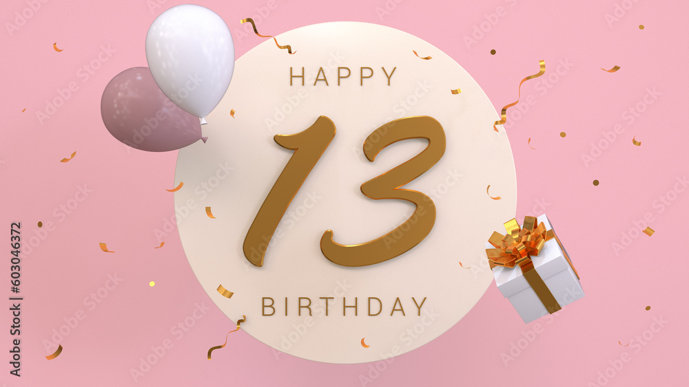 Elegant Greeting celebration 13 years birthday. Happy birthday ...