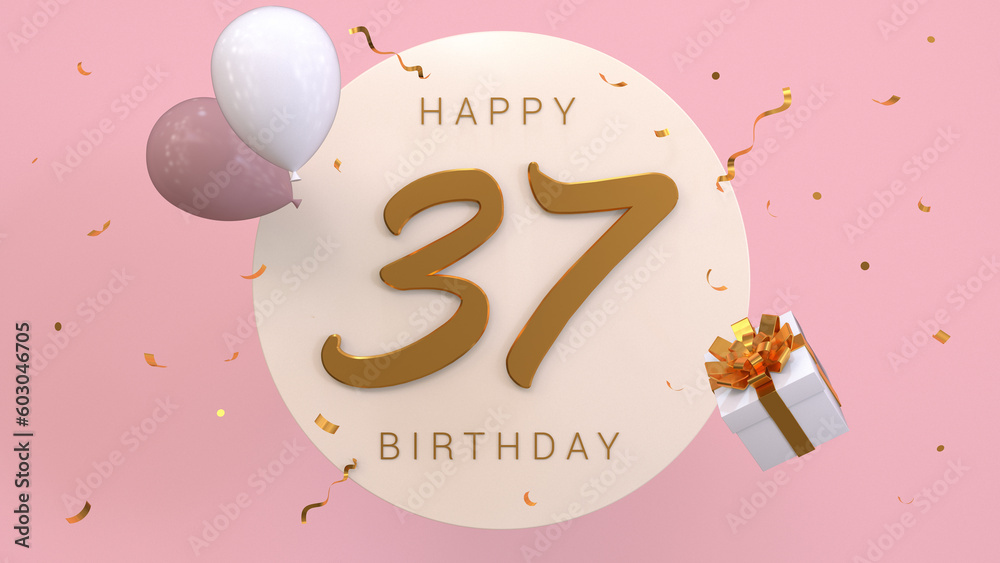 Elegant Greeting celebration 37 years birthday. Happy birthday ...