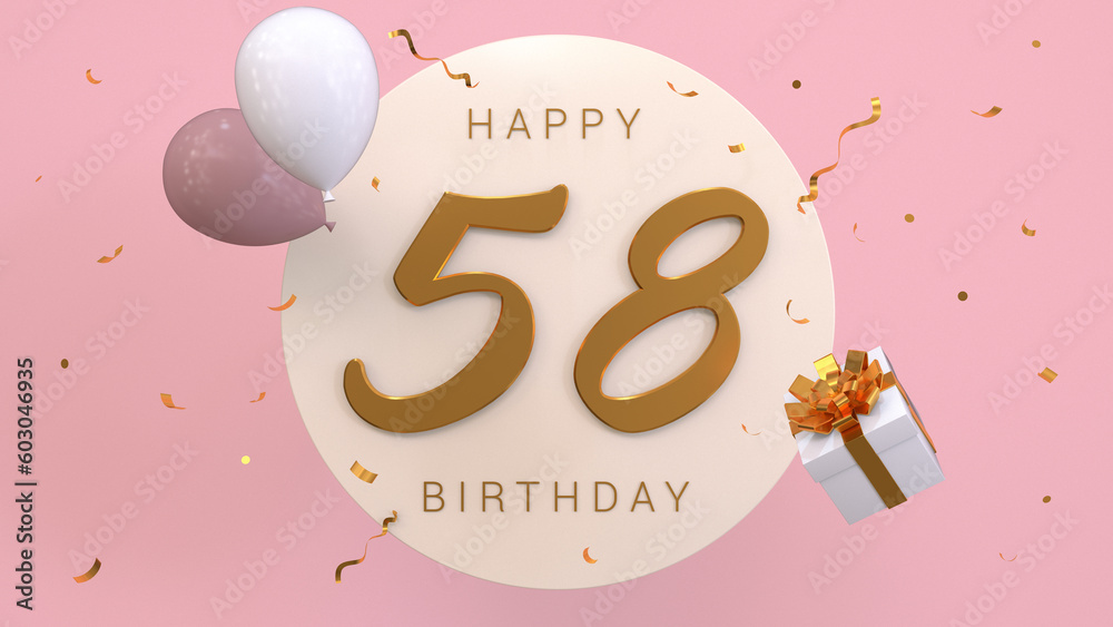 Stockillustratie Elegant Greeting celebration 58 years birthday. Happy ...
