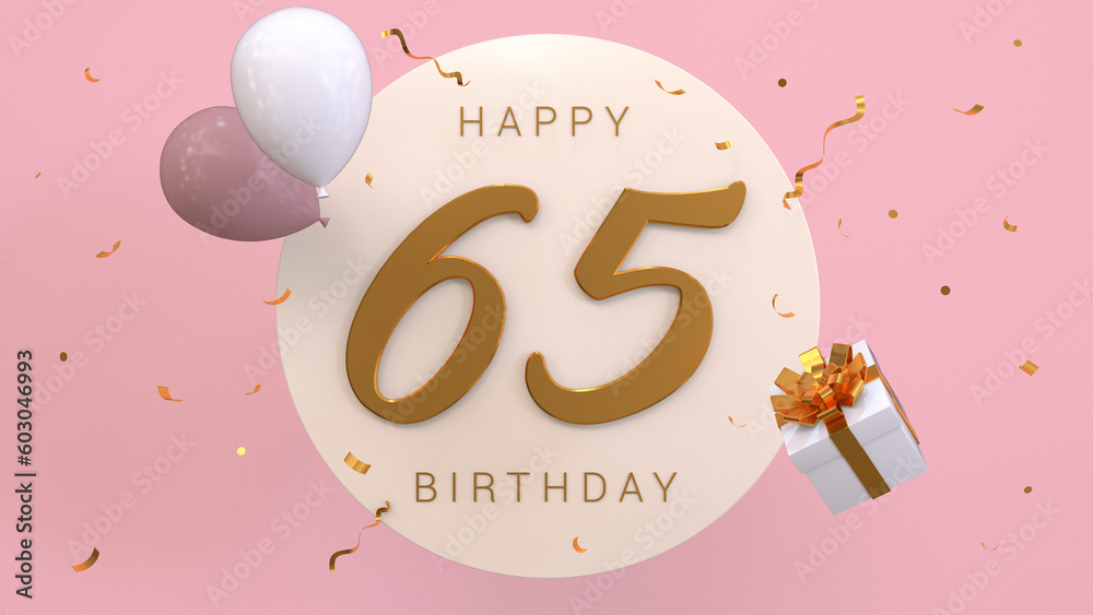 Elegant Greeting celebration 65 years birthday. Happy birthday ...