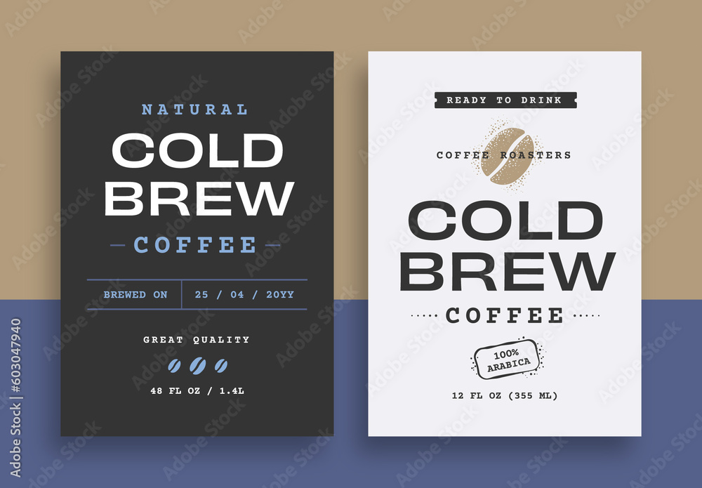 Cold Brew Coffee Label Layout for Package Stock Template | Adobe Stock