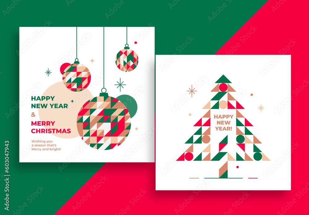 Christmas Invitation Cards Layout with Holidays Decoration Stock ...