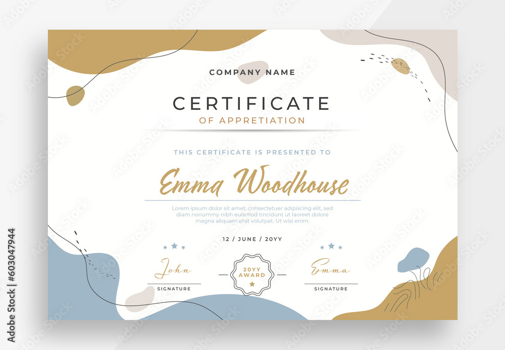 Certificate Template Layout with Earth Color Accents Stock Template ...