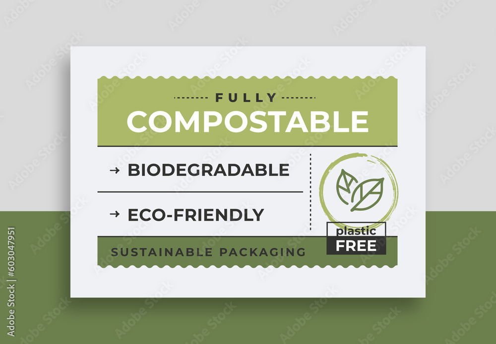 Compostable Label Layout for Package Stock Template | Adobe Stock