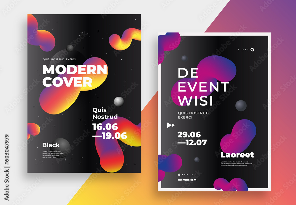 Modern Event Posters Layout with Abstract Shapes Stock Template | Adobe ...