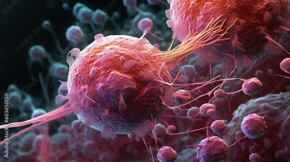 Uncontrolled Growth of Cancer Cells and their division under microscope ...