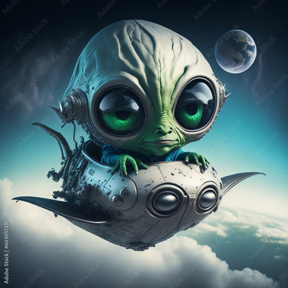 surrealist baby alien on the way to the multiverse World UFO Day ...