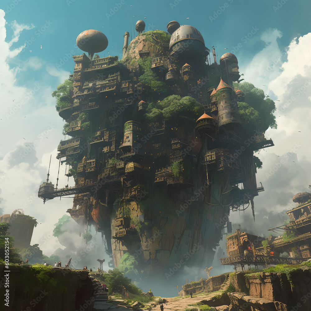 Bustling metropolis of ancient temples and towering skyscrapers ...