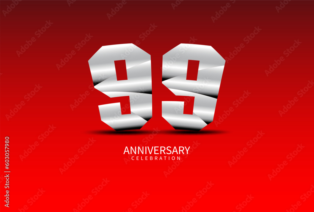 99 Year Anniversary Celebration Logo silver vector, 99 Number Design ...