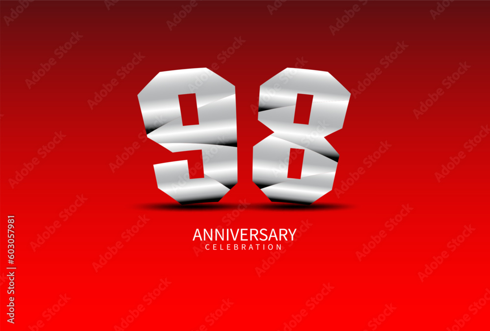 98 Year Anniversary Celebration Logo silver vector, 98 Number Design ...