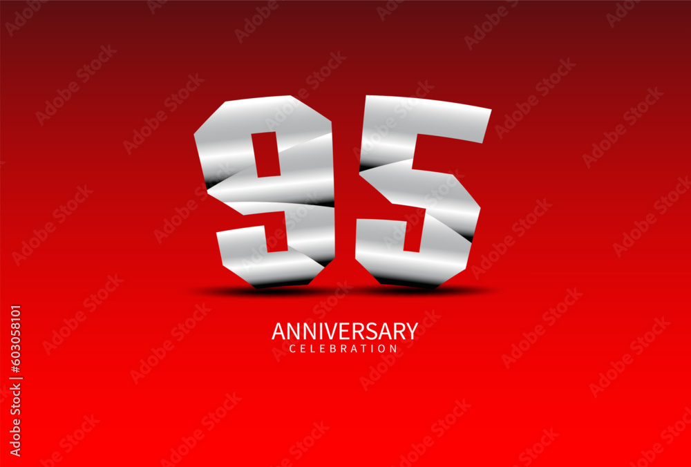 95 Year Anniversary Celebration Logo silver vector, 95 Number Design ...