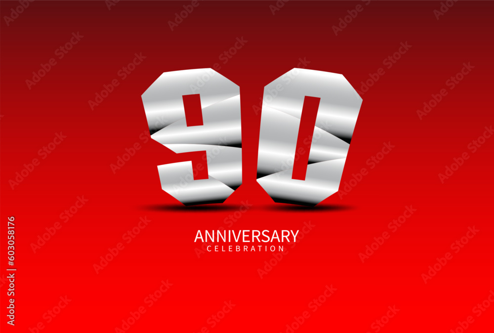 90 Year Anniversary Celebration Logo silver vector, 90 Number Design ...