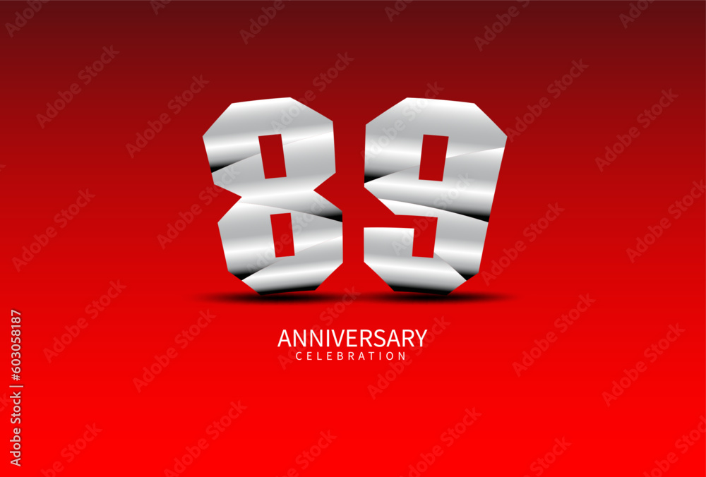 89 Year Anniversary Celebration Logo silver vector, 89 Number Design ...