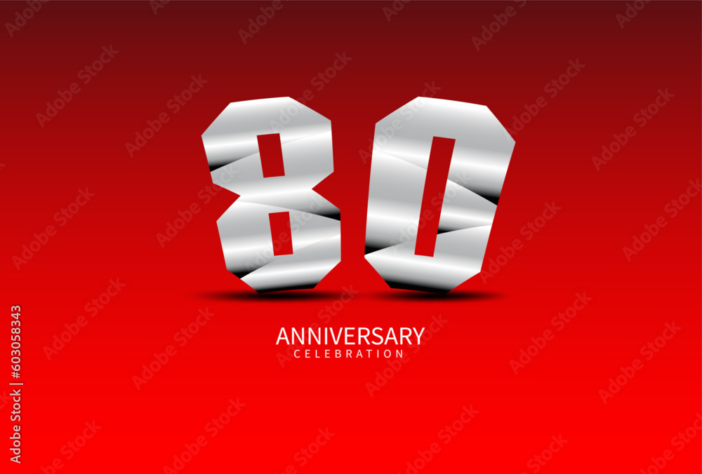 Vecteur Stock 80 Year Anniversary Celebration Logo silver vector, 80 ...