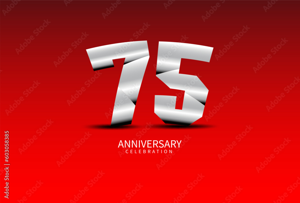 75 Year Anniversary Celebration Logo silver vector, 75 Number Design ...