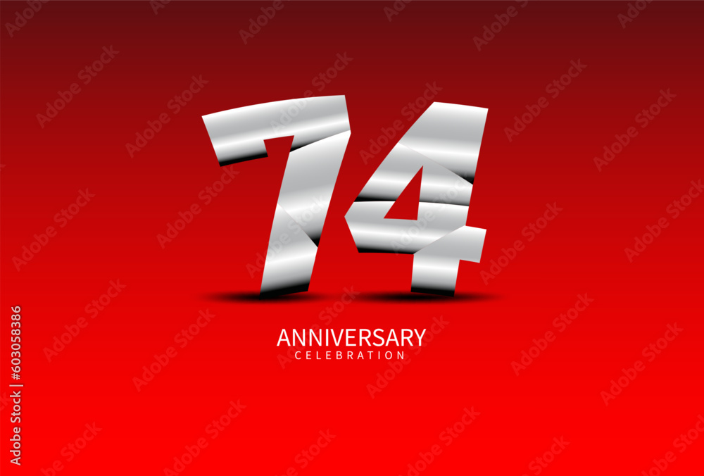 74 Year Anniversary Celebration Logo silver vector, 74 Number Design ...