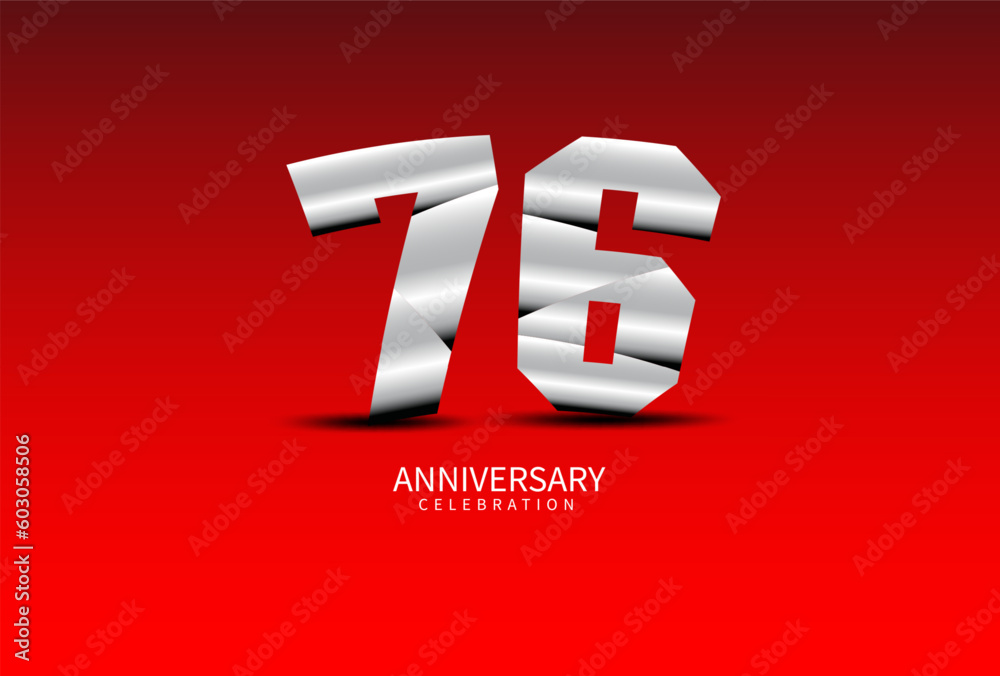 76 Year Anniversary Celebration Logo silver vector, 76 Number Design ...